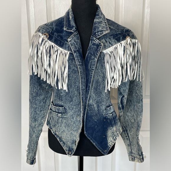 Jackets & Coats | Vintage Denim Fringe Jacket Sz Small | Poshmark